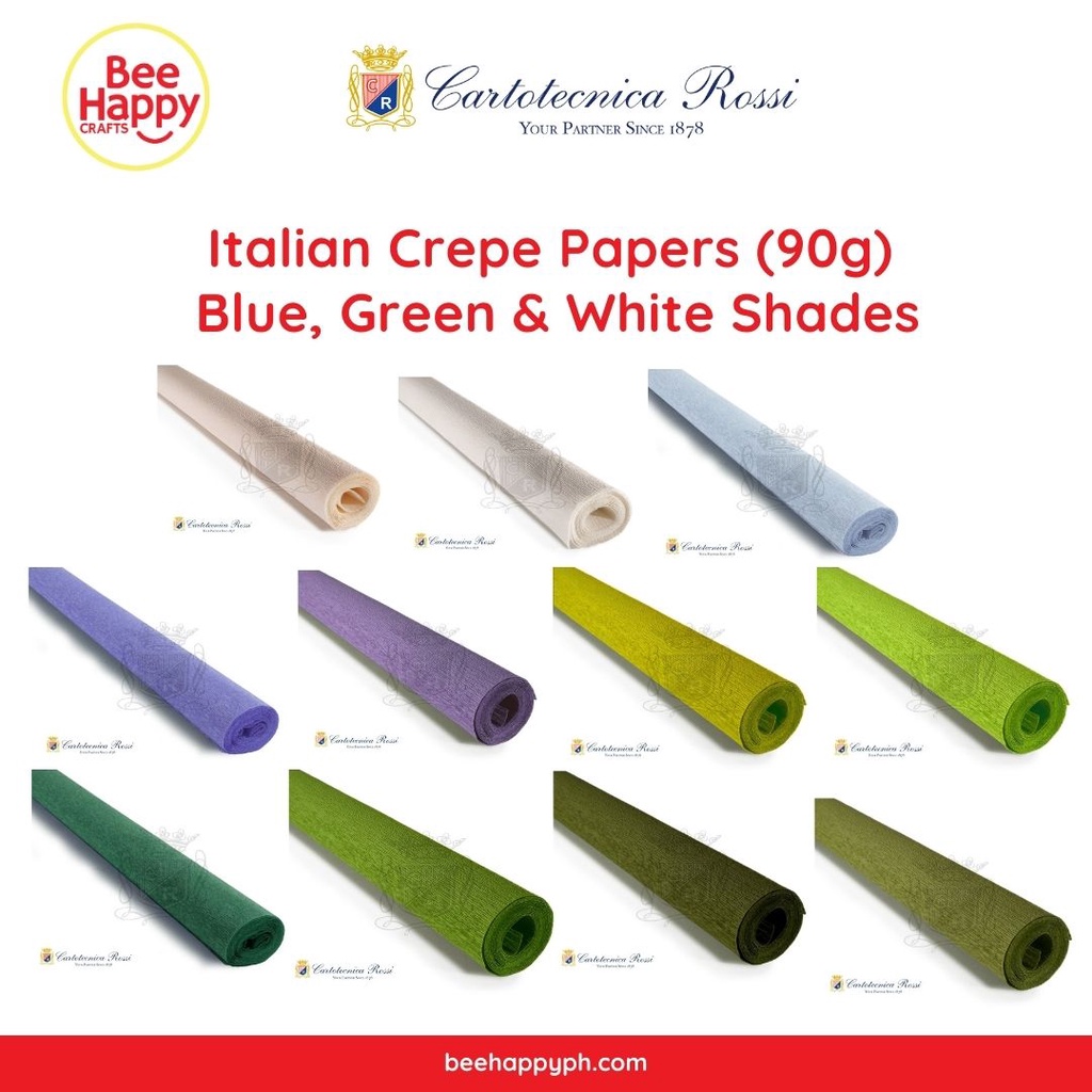 Cartotecnica Rossi Crepe Papers 90g (Blue, Green & White Shades) Full ...