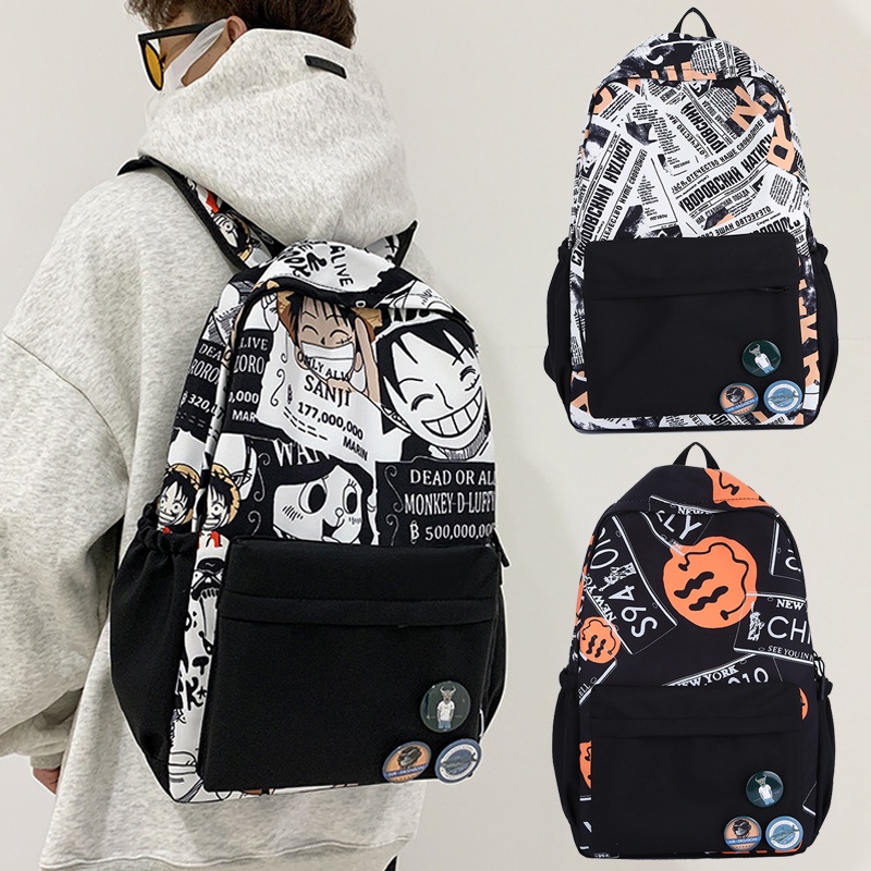 One Piece Printed Backpack Luffy Student Schoolbag Fashion Youth Man ...