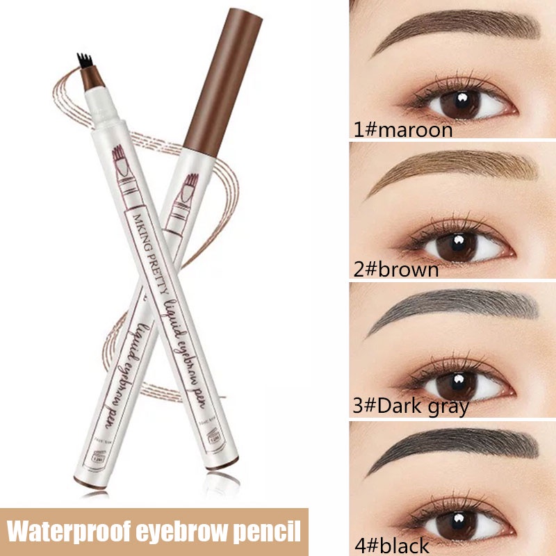 Eyebrow Makeup 4 Colors Fine Sketch Liquid Eyebrow Pen Waterproof ...