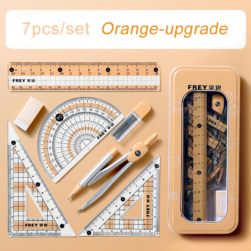 7-Pieces Ruler Set Ruler Triangle Ruler Protractor Rubber Compass ...