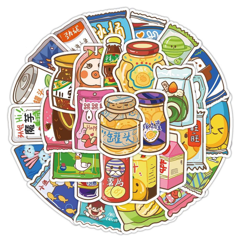 60 Pieces Original Cartoon Snack Stickers Fruit Accessory Dessert Cake ...
