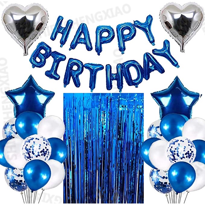 37pcs Blue Birthday Party Decorations Set with Blue Happy Birthday ...