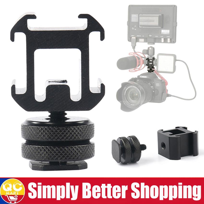 Aluminium Camera Hot Shoe Mount Adapter Video Triple Cold Shoe Bracket ...