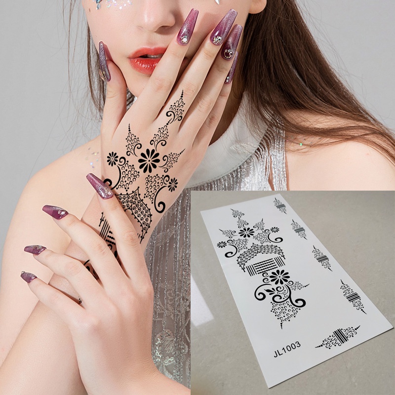 Black / White Henna Hand Lace Tattoo Sticker Bridal Wedding Party ...