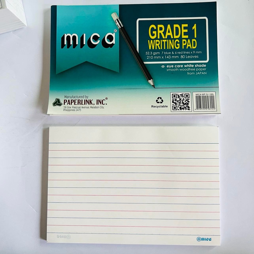 [1 PAD] Mica Writing Pad Grade 1 Grade 2 Grade 3 4 Stationary School ...