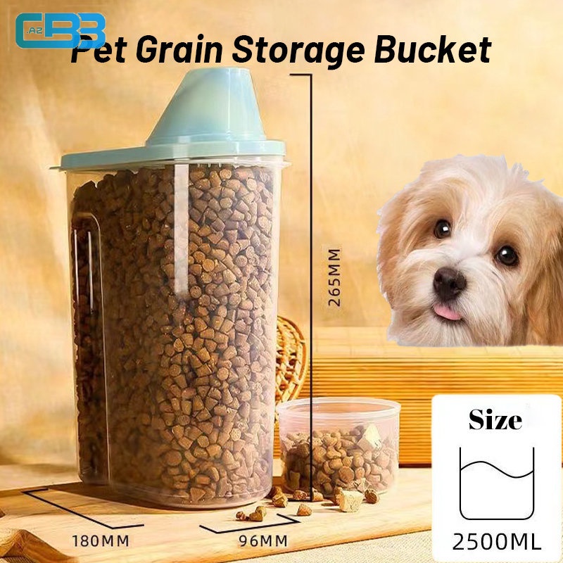 Pet Food Storage Container with Measuring Cup Dog Cat Food Storage Box Moisture-Proof Pet ...
