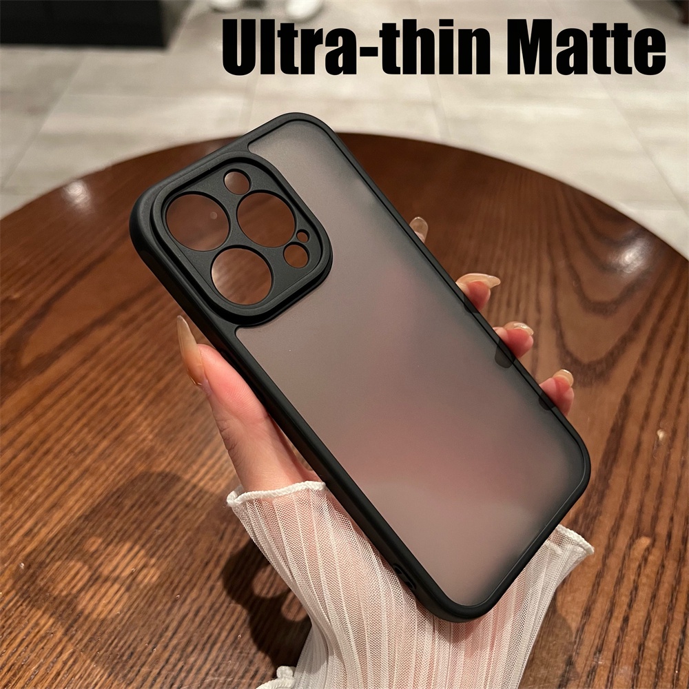Luxury Matte Black Phone Case for Iphone 14 13 12 Pro Max Plus Camera ...