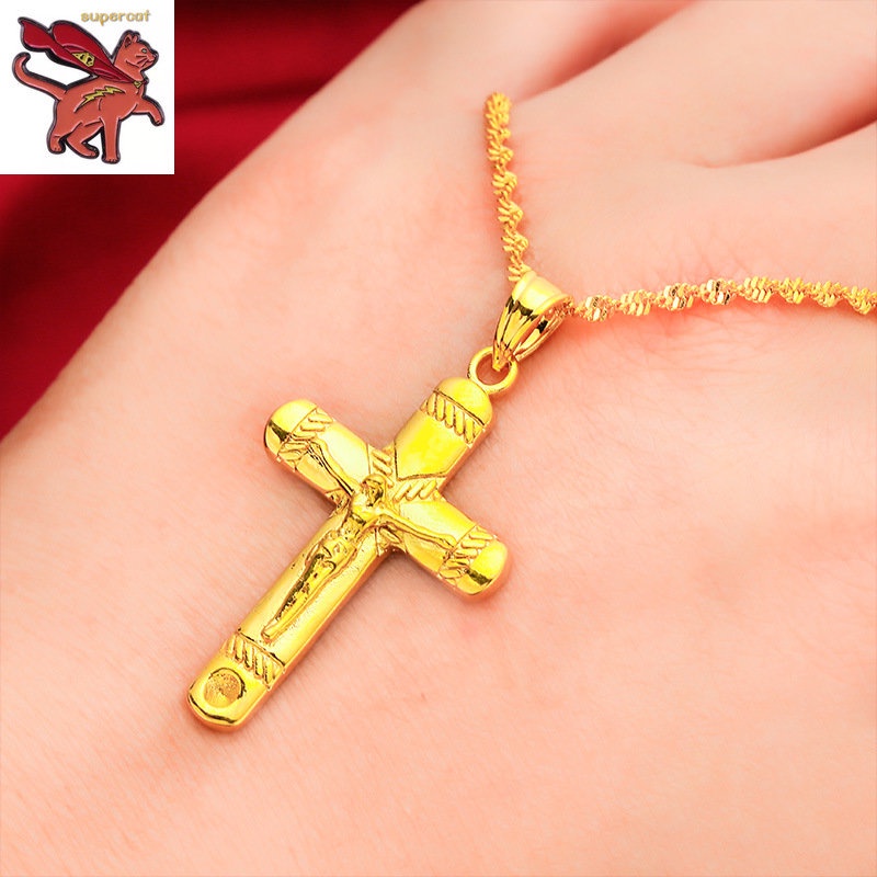 Original 18K Saudi Gold Pawnable Jesus Cross Pendant Necklace Reveals ...