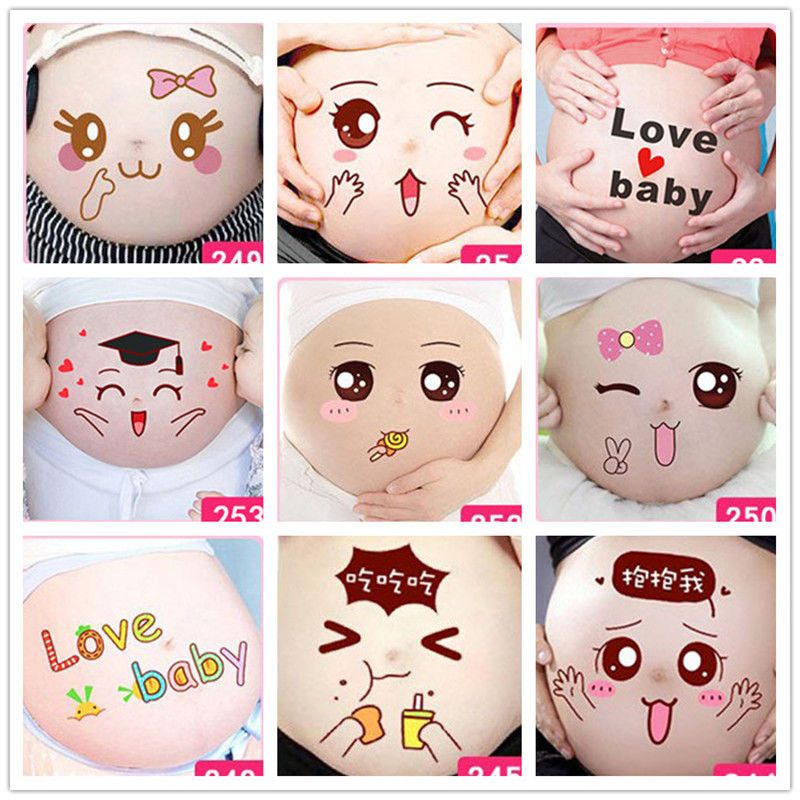 Pregnant Woman Photo Belly Sticker Painted Studio Big | Shopee Philippines