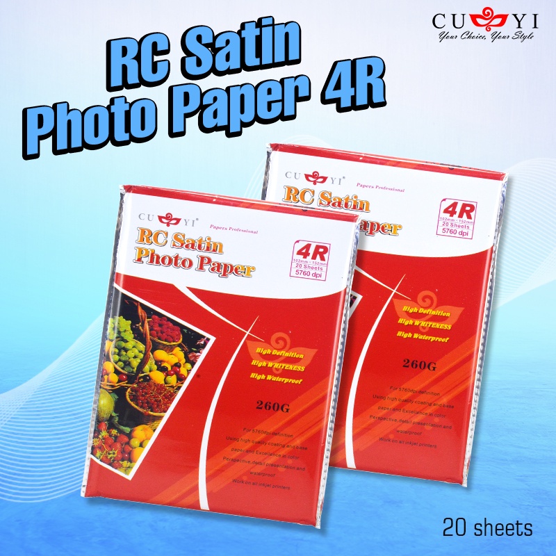 Cuyi 4r Size Resin Coated "Rc" Satin Photo Paper Inkjet 260gsm 20 ...