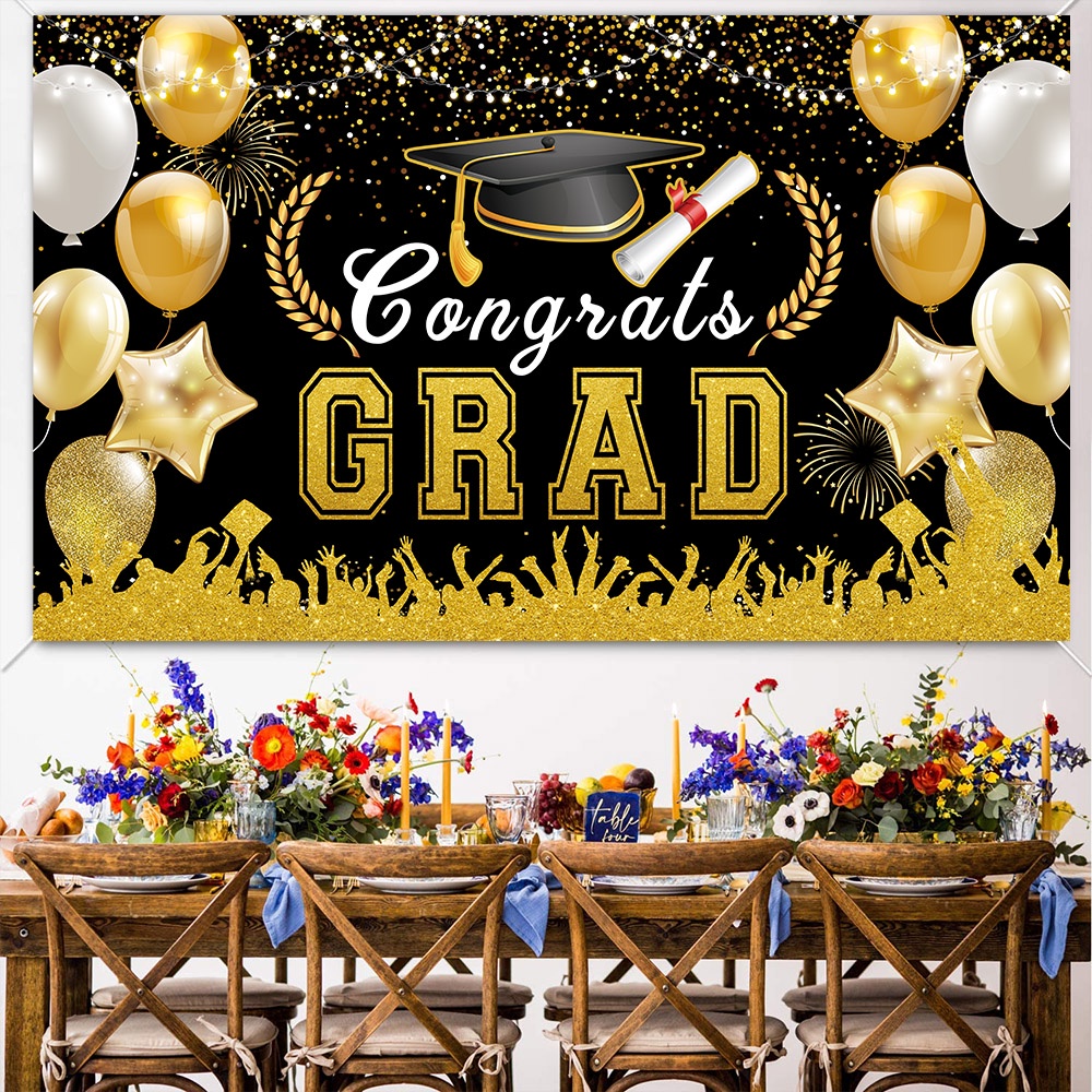 Congratulation Grads Party Background Cloth Banner 2024 Graduation ...