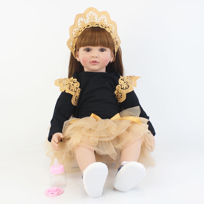 60cm Rebirth Doll Rapunzel Toddler Golden Hair Simulation Baby Toy ...