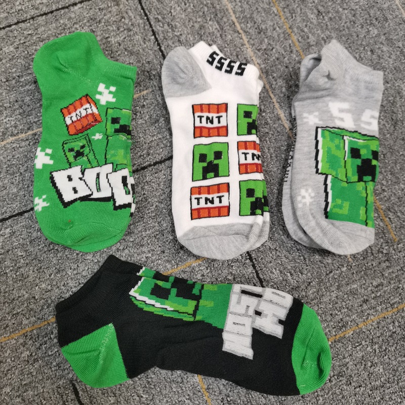 Minecraft Random 3 pairs Summer Ankle Socks Kids Elastic Boat Socks ...