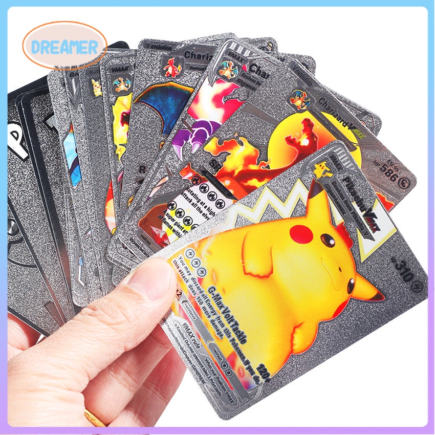 55Pcs/Set TCG Metal Gold Pokemon Cards Cartoon Animation Elf Magic Baby ...