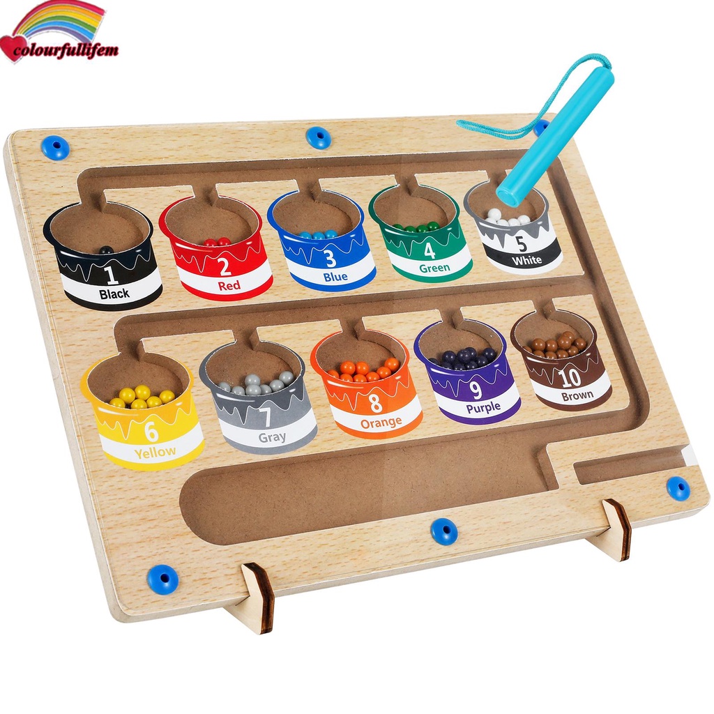 Magnetic Color Sorting Board Montessori Wooden Color and Number Maze ...