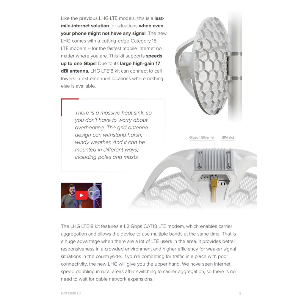 MikroTik LHG LTE18 Kit - CAT18 3G 4G LTE Modem & Antenna Last-mile ...