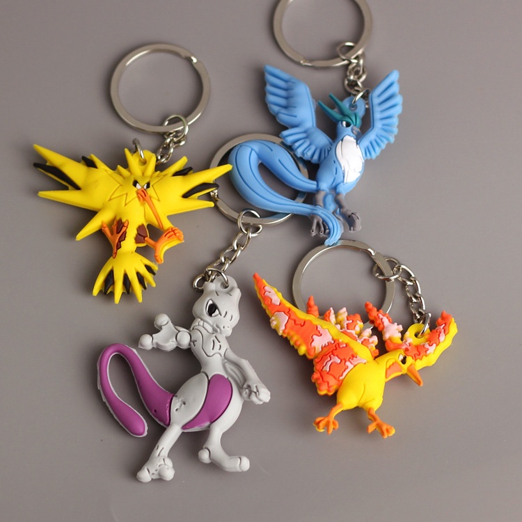 9 Styles Pokemon Mewtwo Keychain Pvc Cute keyring Pendant Birthday gift ...