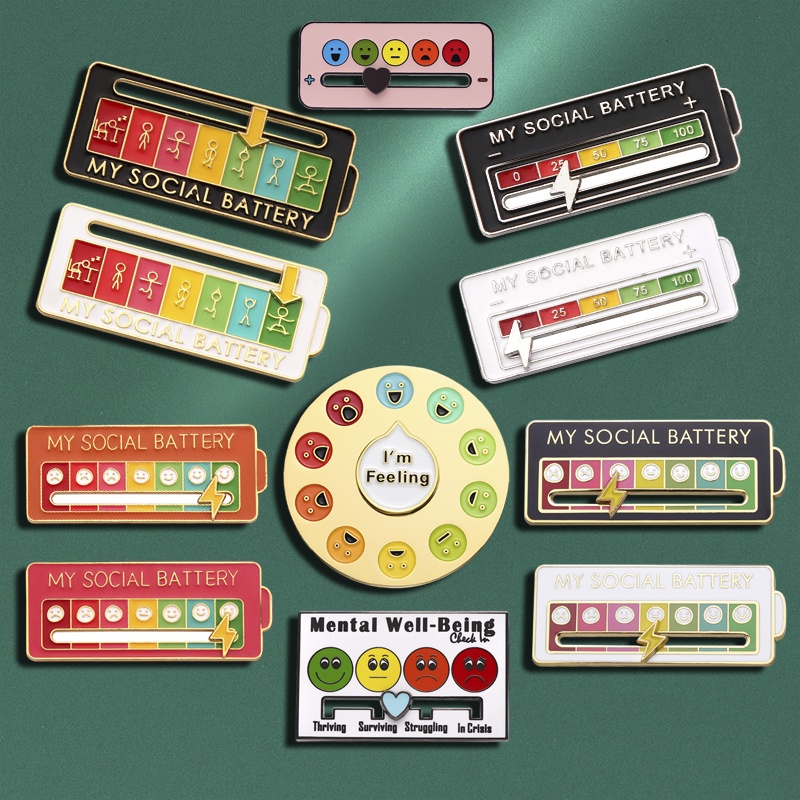 11 Styles Mood Adjustable Enamel Brooch Mood Management Rotating Social ...