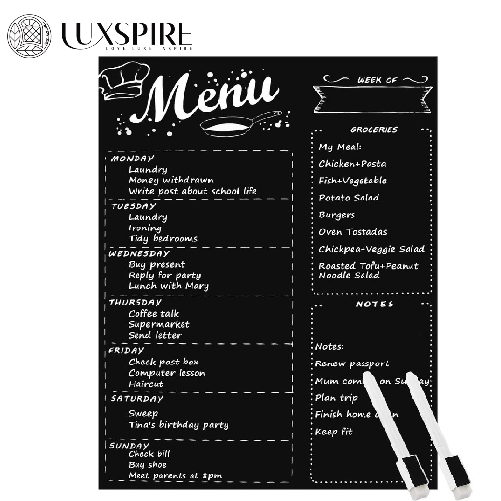 MoKo Magnetic Menu Board for Kitchen Fridge with 2 Bright Chalk Markers ...