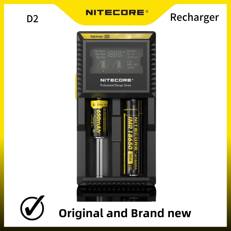 Nitecore D2 Battery Charger LCD Smart Charging for 18650 14500 16340 ...