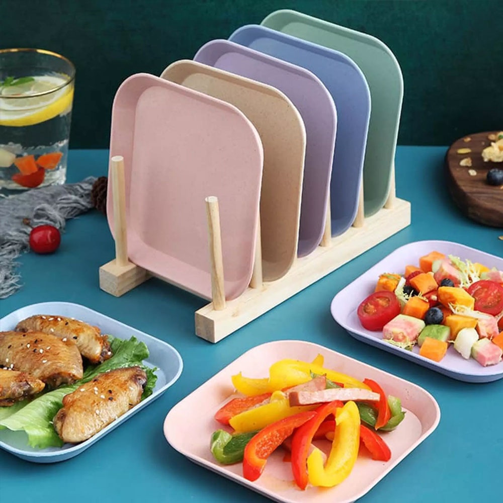 HSES 1pc Nordic Tableware Plate Pastel Color Wheat straw Spit Bone Dish ...