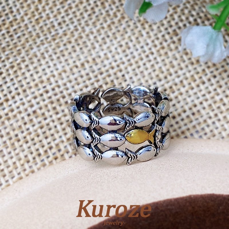 Kuroze 925 Silver New Jewelry Creative Plated Two-Color One Goldfish ...