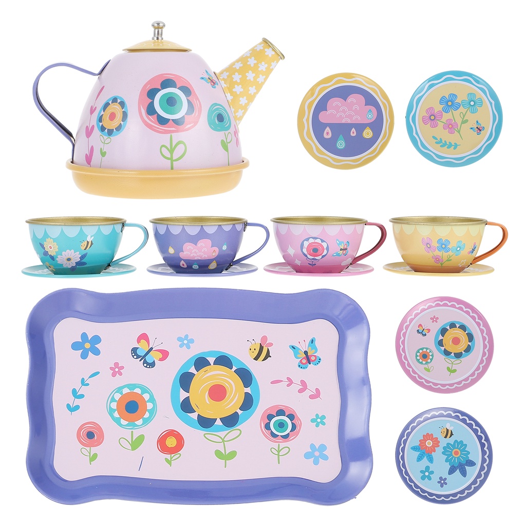 [READY STOCK] Kids Utensil Set Afternoon Tea Toys Tin Teapot Imitation ...