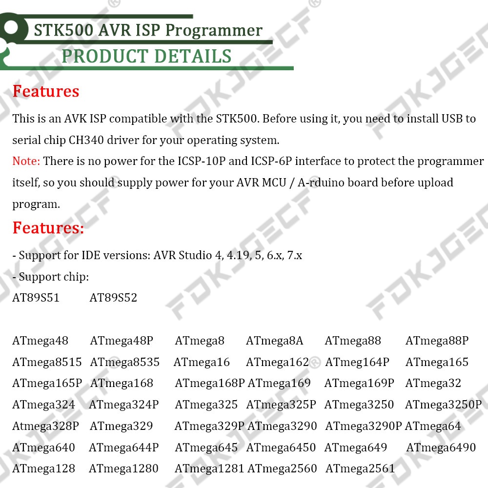 AVR ISP Programmer STK500 AVR ISP Compatible Double Header Interface ...