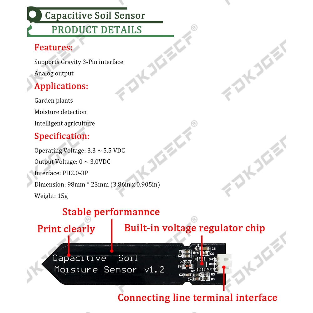 Capacitive soil moisture sensor module Corrosion Resistant wide voltage ...