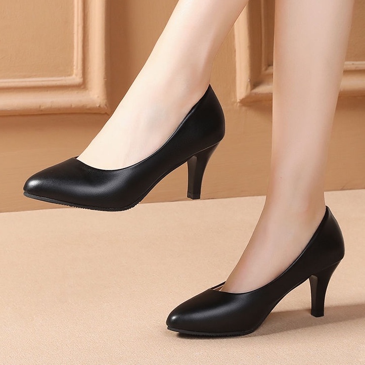 (With Box)Korean 3 inches High Close Pointed Work Stiletto Heels For ...