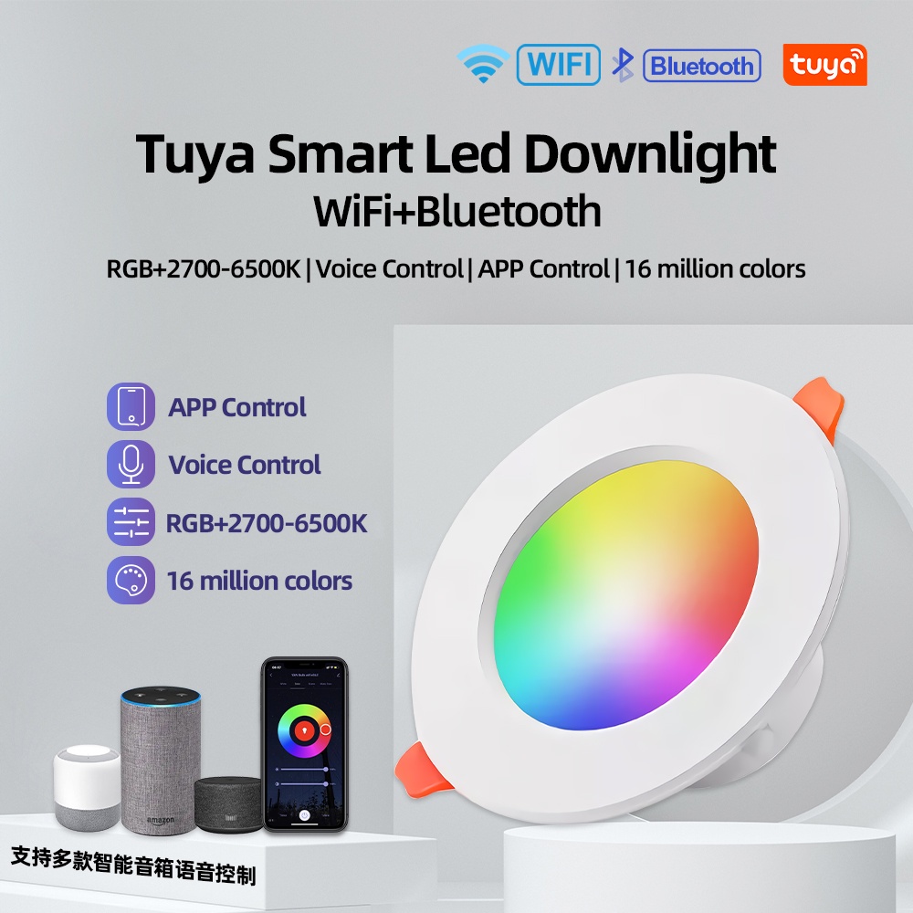 Tuya Wifi Smart Recessed LED Ceiling Downlight,WiFi APP&Voice Control ...