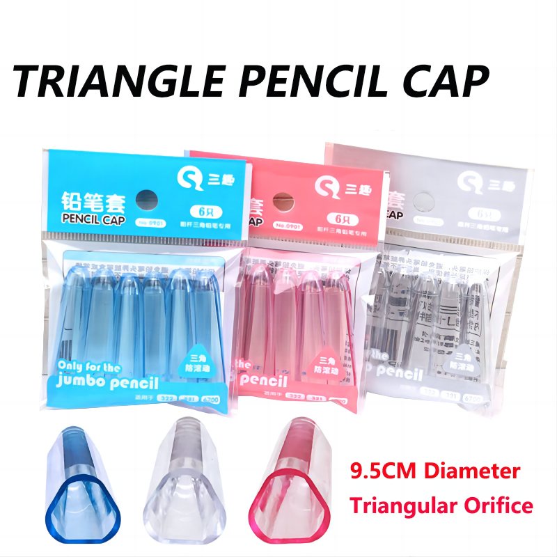 6pcs Pen Cap Thick Rod Pencil Pen Cap Multicolor Large Triangle Pencil ...
