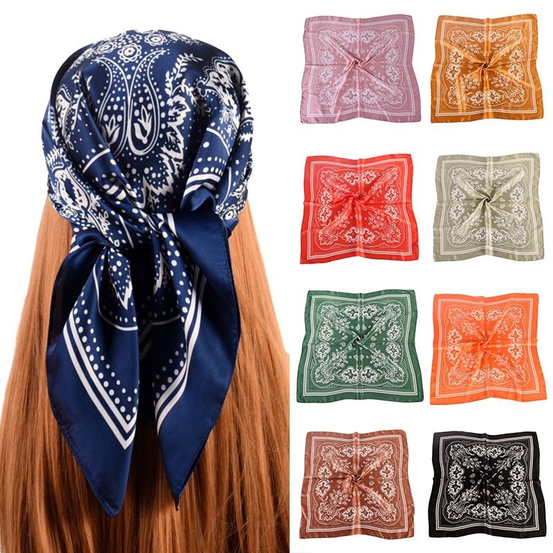 BILIBAP Lady Hair Neckerchief Scarves Square Silk Bands Ribbon Headband ...