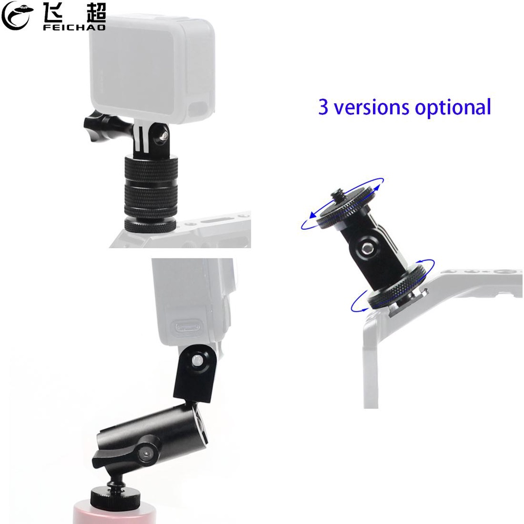 360 Rotate Adjustable Cold Shoe 1/4" Mount / Action Camera Tripod ...