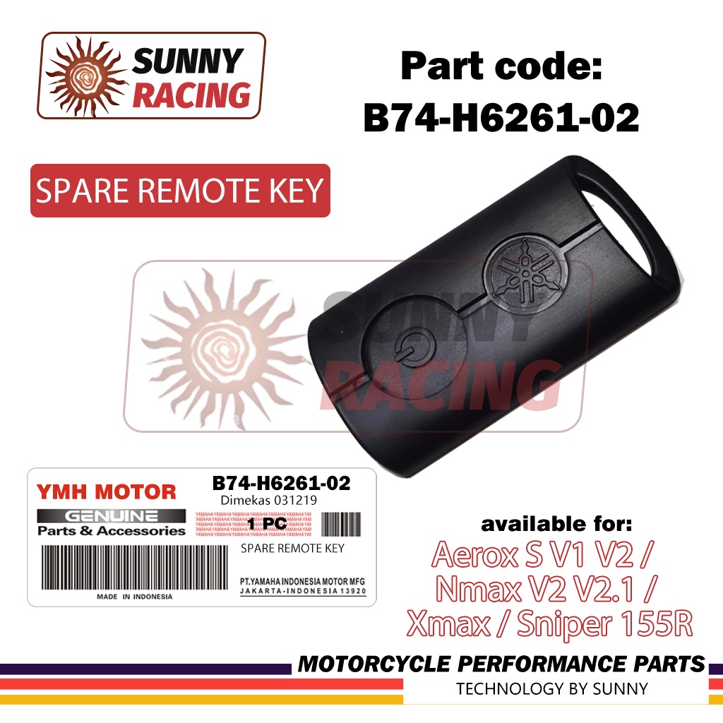 Spare Remote for Aerox S V1 V2 / Nmax V2 V2.1 / Xmax / Sniper 155R ...