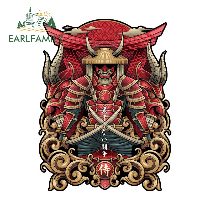 EARLFAMILY 13cm x 10cm Samurai Oni Mask Car Stickers Personality ...