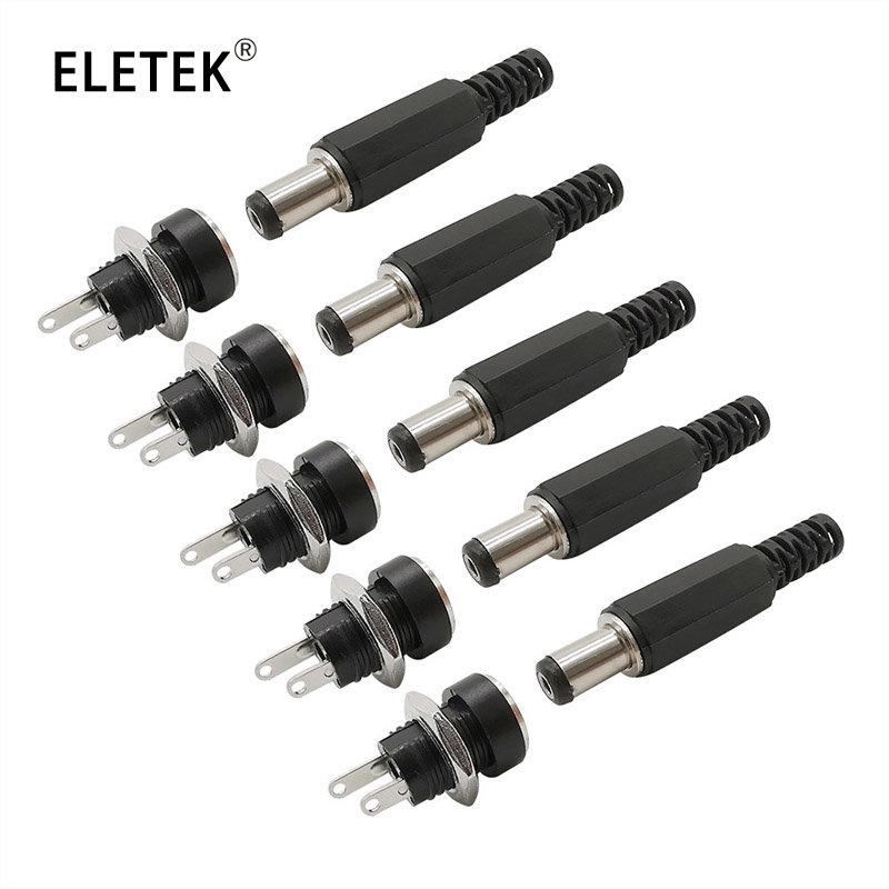10Pcs DC Power Pin 5.5x2.1 5.5x2.5 Female Jack Male Plug Adapter DC ...