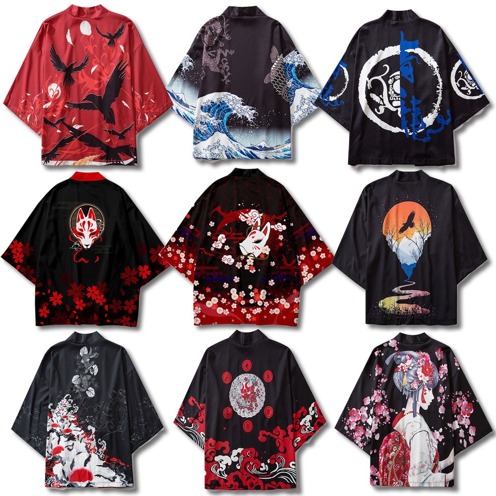 Japanese Style Ukiyo-e Sea Carp 3D Digital Printing Creative Kimono ...