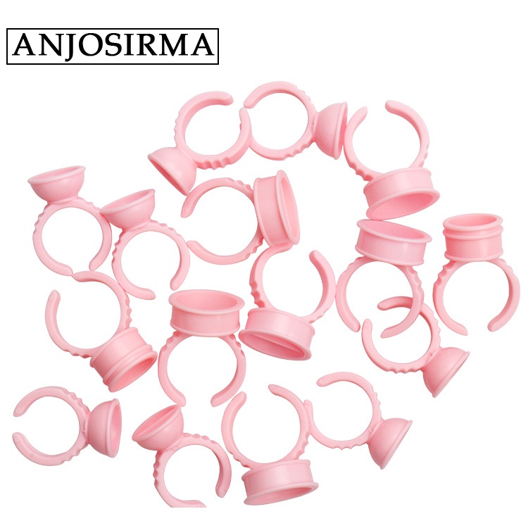 Anjosirma 100Pcs kulay rosas na isang gamitin na goma ring eyelash ...