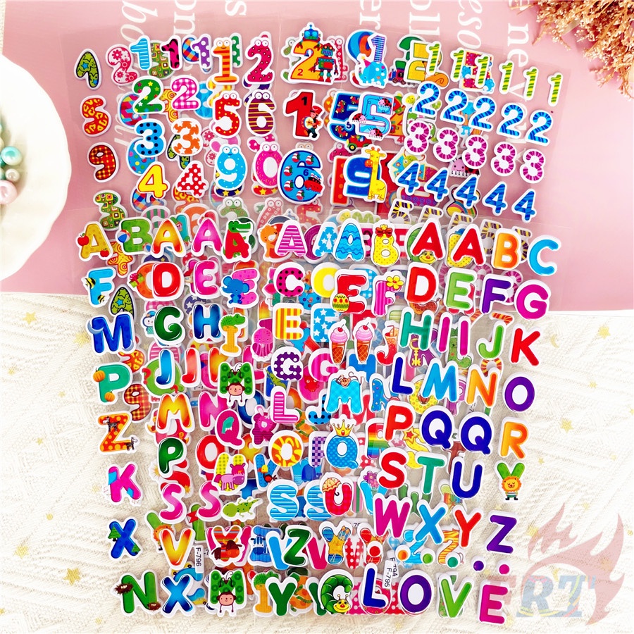 Numbers and Letters Series 01 DIY Rewards Sticker 12Sheets/set Cartoon ...