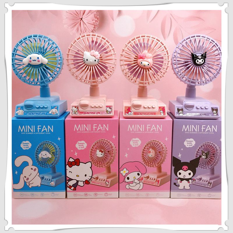 Cartoon Desktop Fan Usb Charging Small Fan Sanrio Kuromi Melody ...