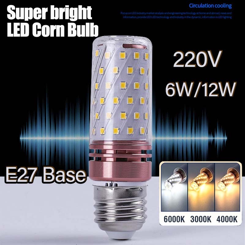 E27 Corn Bulb Lamp Led Light 6W/12W Tri Color led bulb For Home Office ...