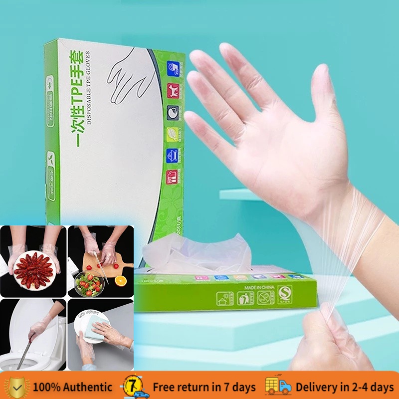 100pcs Disposable plastic TPE Food Grade Gloves /kitchenware Cooking ...