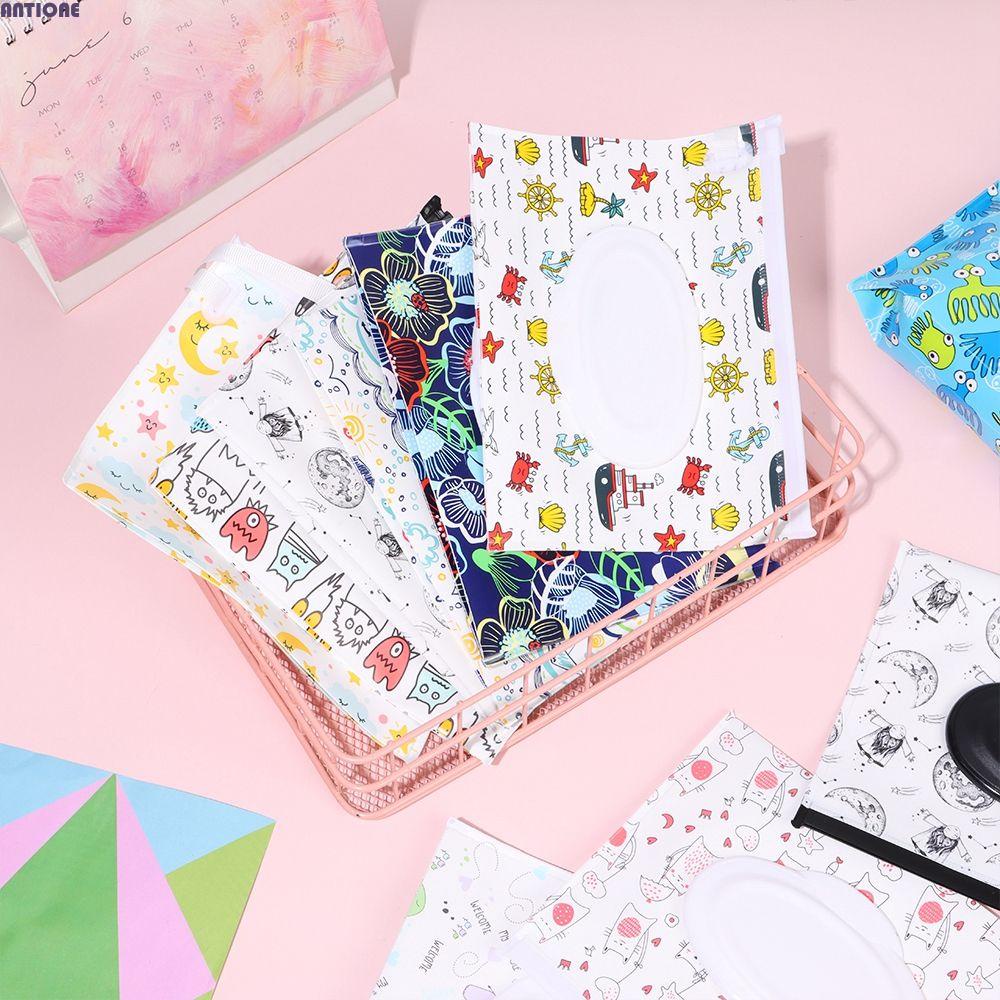 ANTIONE Cute Wet Wipes Bag Cartoon Wipes Container Wet Wipes Box ...