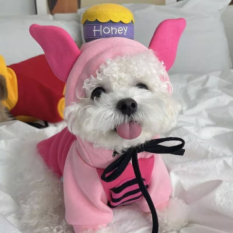 Cute Dog Anime Clothes Piglet Winnie Cartoon Hoodie Pet Costume for ...