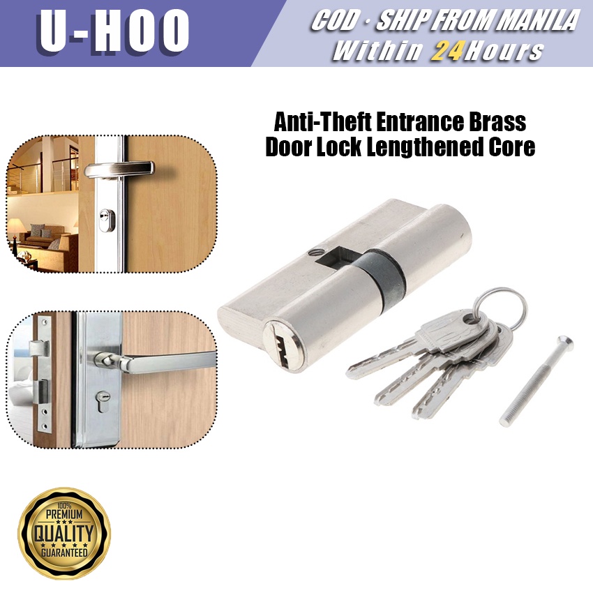 70mm Silver Tone Cylinder Aluminum Hardware Indoor Door Lock with 3Iron ...