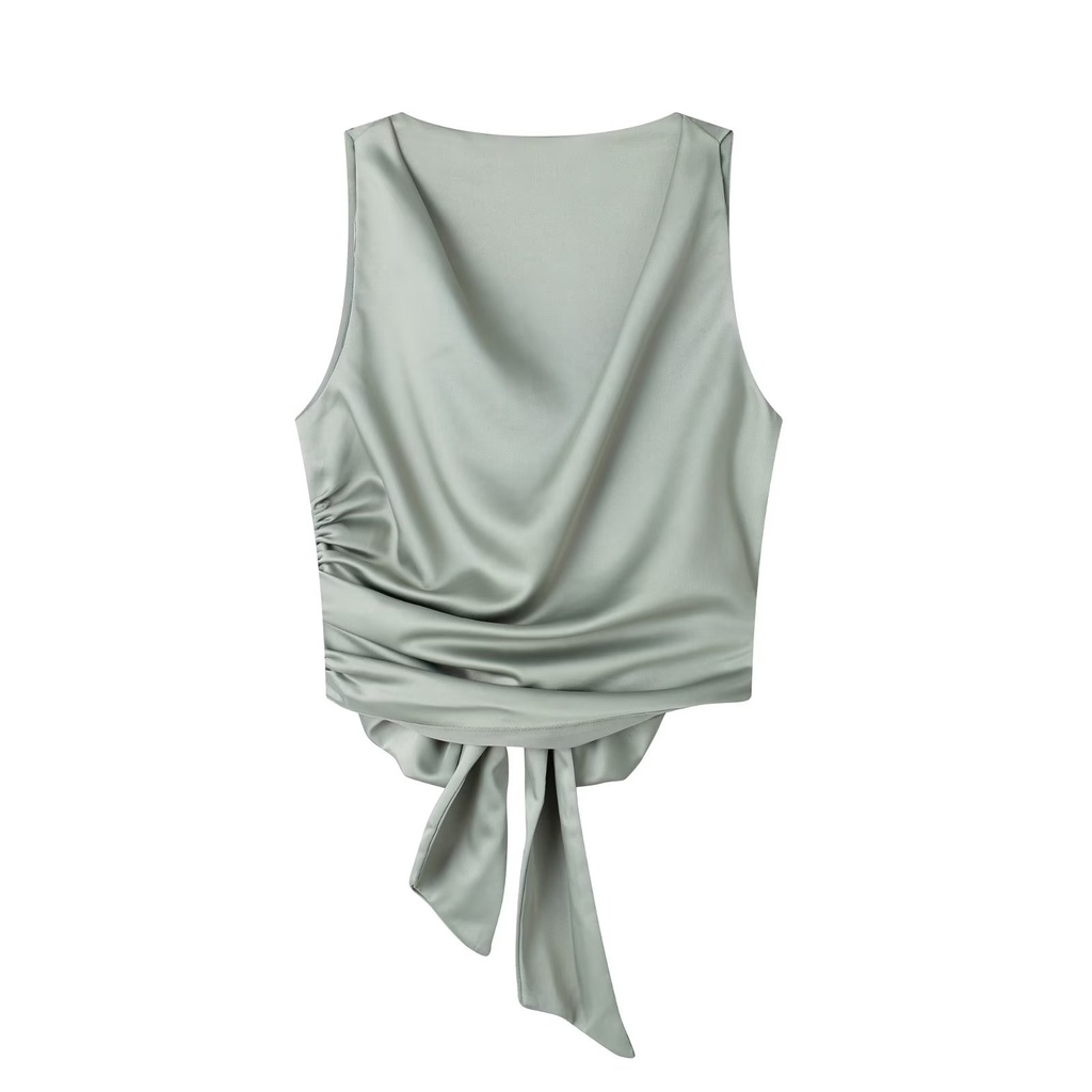 Wholesale Backless Silk Satin Texture Versatile Tops 8877 | Shopee ...