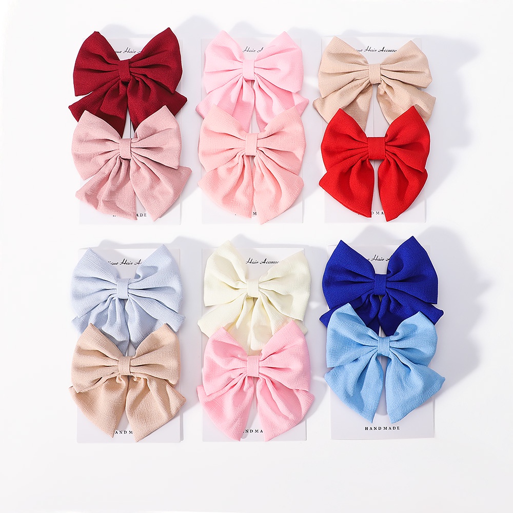2Pcs/set Fashion Girls Sweet Print Bows Hair Clips Ribbon Duckbill Clip ...