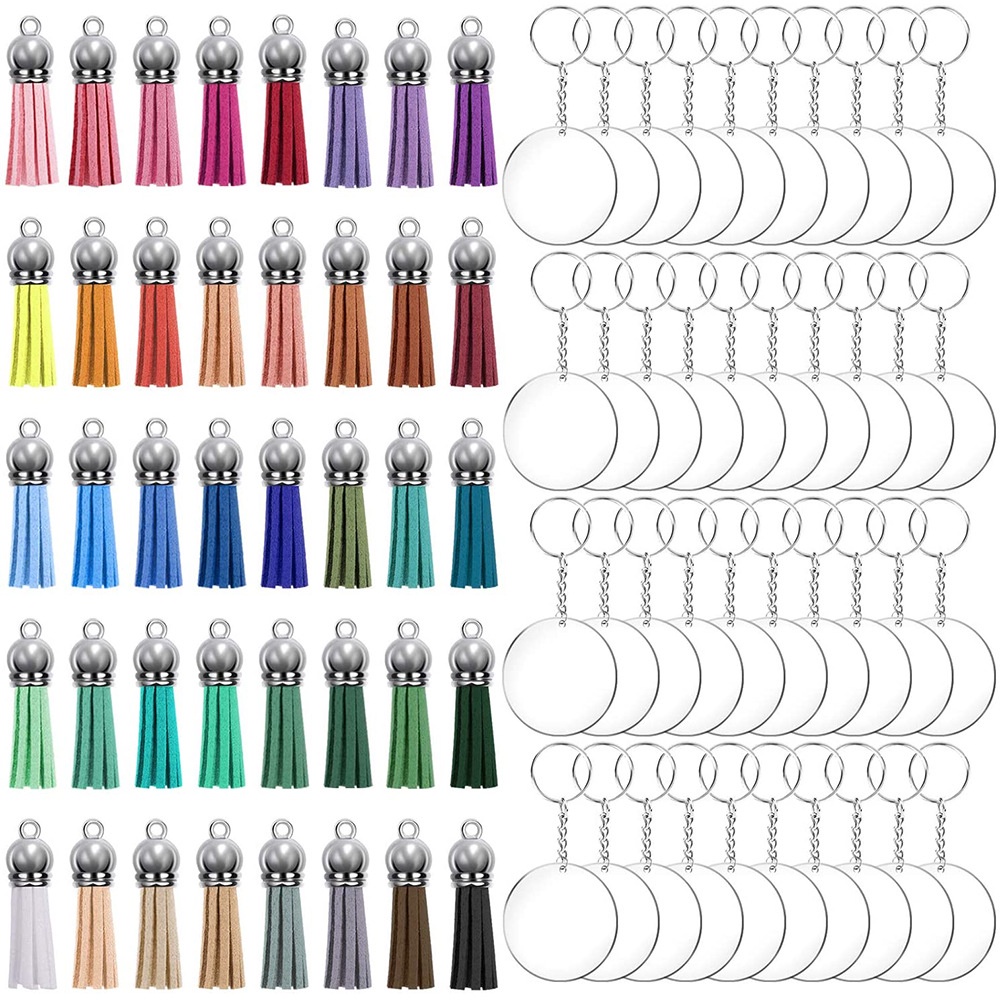 160Pcs Acrylic Blank Keychains for Vinyl kit Clear Acrylic Disc Charms ...