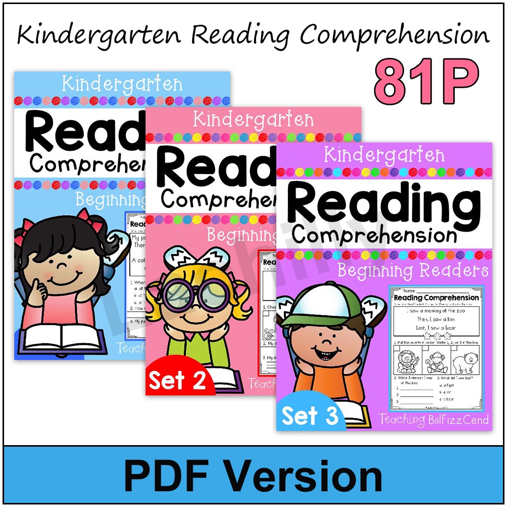 80 pages kids Kindergarten English Reading Comprehension book ...